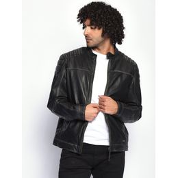 Lederjacke Mustang "Whyte", Herren, Gr. XL, schwarz, Obermaterial: 100% Lammleder; Innenfutter: 100% Baumwolle; &Auml;rmelfutter: 100% Polyester, ohne B&uuml;ndchen, Jacken