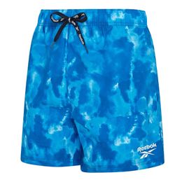 Badeshorts Reebok "Milan", Herren, Gr. M, N-Gr, blau, Microfaser, Polyester, unifarben, Badehosen, mit Kordelzug und elastischem Bund, Tie-Dye-Look, schnell trocknend