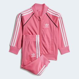 Trainingsanzug adidas originals "SST TRACKSUIT", Mädchen, Gr. 62, weiß (pink fusion, pink fusion, weiß), Obermaterial: 100% Polyester, Sportanzüge