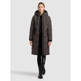 Steppmantel Khujo "ARIBAY6 LIGHT", Damen, Gr. L, grau (graphite grau), 100% Polyester, unifarben, eingesetzt Rippstrickb&uuml;ndchen mit Windstopper, M&auml;ntel Steppmantel