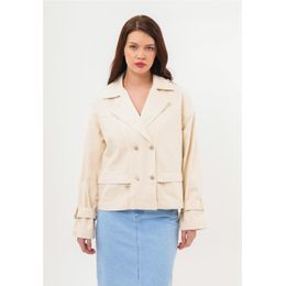Trenchcoat FRESHLIONS "Helena", Damen, Gr. M, gr&uuml;n (wei&szlig;), 100% Baumwolle, unifarben, normal, M&auml;ntel, mit stylischem Reverskragen
