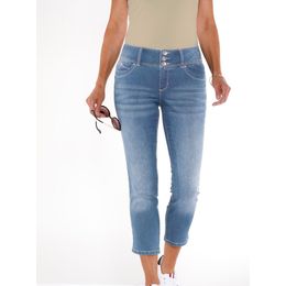 7/8-Jeans Casual Looks, Damen, Gr. 46, Normalgrößen, blau (blau, bleached), 79% Baumwolle, 19% Polyester, 2% Elasthan, unifarben, 7/8-Länge, Jeans