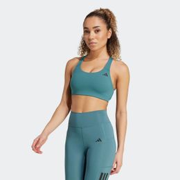 Damen Sport-BH "PWI RIB MS", adidas Performance, Gr. Lpreloved teal, Obermaterial: 79% Polyester, 21% Elasthan, BHs