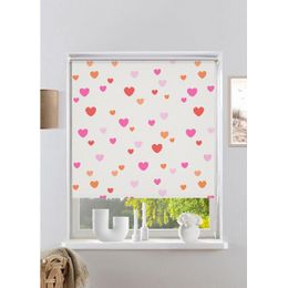 Rollo OTTO HOME "HEART" Gr. 7, orange (orange, pink), B:90cm H:150cm, Polyester, Rollos, Fixma&szlig;, Klemmfix, Herzen, Kinderrollo -NEUHEIT