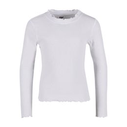 Longsleeve Urban Classics "Urban Classics Damen Girls Short Rib Longsleeve", M&auml;dchen, Gr. 110/116, wei&szlig;, 97% Baumwolle, 3% Elasthan, unifarben, slim fit, Rundhals, Shirts