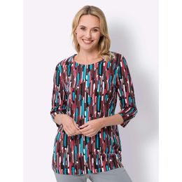 Longshirt Classic Basics "Longshirt", Damen, Gr. 46, burgund, t&uuml;rkis, bedruckt, 100% Baumwolle, gemustert, mehrfarbig, Rundhals, Shirts Longshirt