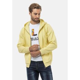 Cipo & Baxx Sweatjacke CIPO & BAXX "Jacken", Herren, Gr. L, gelb, 70% Baumwolle;30% Polyester, unifarben, Basic, regular fit normal, Rippbündchen, Sweatjacken Sweatjacke, mit Kapuze, CL556