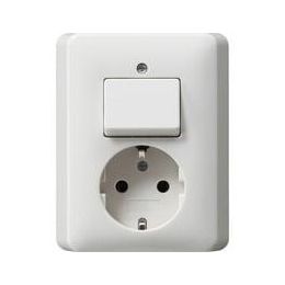 GIRA Schutzkontakt Wechselschalter Kombination mit Wippschalter und Steckdose Typ F 16 Ampere 250 Volt wei&szlig;, Retail