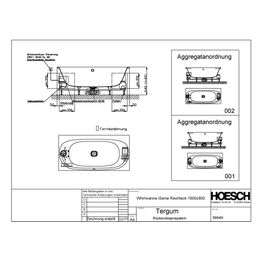 Hoesch Monolith Einbau Whirlwanne iSensi Rechteck 1600x800 mit System Tergum 3984N.010305002