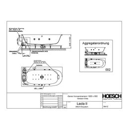 Hoesch Monolith Einbau Whirlwanne iSensi Vorwand 1900x900 links mit Laola II 3841Z.010305002