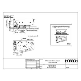 Hoesch Monolith Einbau Whirlwanne iSensi Trapez 1500x1000 links mit System Reviva II 3954E.010305002