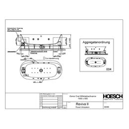 Hoesch Monolith Einbau Whirlwanne iSensi Oval 1900x900 mit Reviva II Weiss/Chrom/Motor rechts/links 3838E.010305004