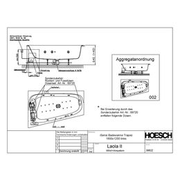 Hoesch Monolith Einbau Whirlwanne iSensi Trapez 1800x1200 links mit System Laola II 3962Z.010305002