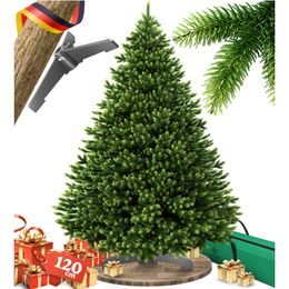 Kesser® Weihnachtsbaum künstlich – wie echt – naturgetreuer Tannenbaum mit Holzständer + Tasche, dichte Zweige, kein Nadeln, realistischer Pine Tree, Christbaum, Dunkelgrün