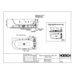 Hoesch Monolith Einbau Whirlwanne iSensi Vorwand 1900x900 rechts mit Reviva II 3842E.010305001
