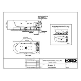 Hoesch Monolith Einbau Whirlwanne iSensi Vorwand 1900x900 rechts mit Laola II 3842Z.010305001