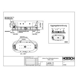 Hoesch Monolith Einbau Whirlwanne iSensi Oval 1900x900 mit Laola II Weiss/Chrom/Motor rechts/links 3838Z.010305004