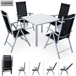 Casaria Garten-Sitzgruppe Bern 5-tlg Silber Alu Milchglas