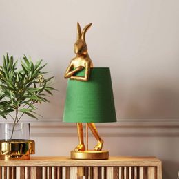 KARE Tischleuchte Animal Rabbit, gold/gr&uuml;n, 68 cm, E14