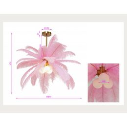 KARE H&auml;ngeleuchte Feather Palm, rosa, Federn, &Oslash; 87 cm, G9