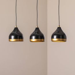 Opviq H&auml;ngeleuchte Yildo, linear, 3-flammig, schwarz/gold, Metall