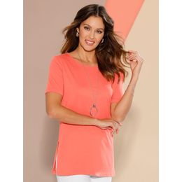 Longshirt Classic Basics "Longshirt", Damen, Gr. 38, orange (koralle), 100% Baumwolle, unifarben, Rundhals, Shirts Longshirt