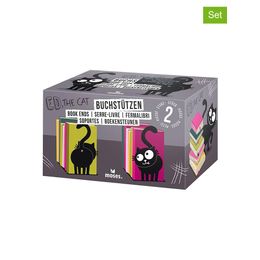 moses. 2er-Set: Buchstützen ''Ed, the Cat'' in Schwarz - (B)10 x (H)16 x (T)10 cm - 13% | Wohndekoration