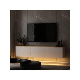 Evila TV-Regal "Neon" in Wei&szlig;/ Hellbraun - (B)160 x (H)35 x (T)32 cm - 74% | Regale