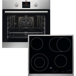 AEG Backofen-Set &raquo;BES33101ZM&laquo; mit Teleskopauszug nachr&uuml;stbar Wasserdampfreinigung des Backofens, Grill, Keramikkochfeld mit Touch Edelstahl...