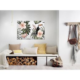 A.S. Cr&eacute;ation A.S. CR&Eacute;ATION Leinwandbild &raquo;Toucan&laquo; Blumen Kunst 1 Stk. tlg. Palmenbl&auml;tter Hibiskus Dschungel Keilrahmen Leinwand-Bild Wohnzimmer Farbe Rahmen:...