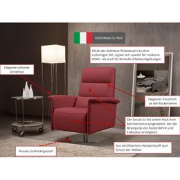 Egoitaliano Sessel &raquo;Kelly Designsessel, Clubsessel & Relaxsessel, bequem, zeitlos elegant&laquo; drehbar, manuelle Relaxfunktion mit Push-Back-Mechanismus grau Leder &raquo;