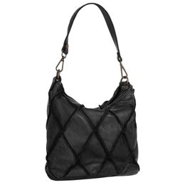Samantha Look Damen Henkeltasche echt Leder, Made in Italy schwarz