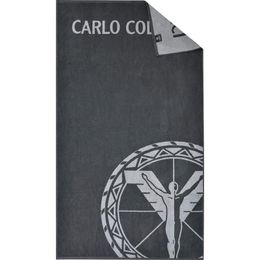 Carlo Colucci Strandtuch &raquo;Stefano&laquo; mit auff&auml;lligem Logo und Schriftzug anthrazit-silberfarben Obermaterial: 100% Baumwolle B/L: 100 cmx180 cm