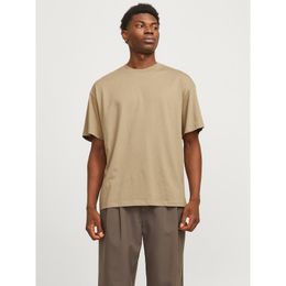 Jack & Jones Jack & Jones Herren Oversize-Shirt &raquo;JJEBRADLEY Oversize T-Shirt mit klassischem Rundhalsausschnitt&laquo; mit gek&auml;mmten Jersey braun M