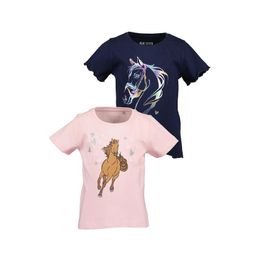 Blue Seven T-Shirt &raquo;M T-Shirts&laquo; 2 Stk. M01 - ROSA+ULTRAMARIN 110 110 Niedliche T-Shirts im Doppelpack f&uuml;r Pferde Liebhaber