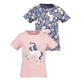 Blue Seven T-Shirt &raquo;M&auml;dchen T-Shirts&laquo; 2 Stk. M01 - ROSA+JEANSBLAU 104 104 Niedlicher T-Shirt Doppelpack f&uuml;r Einhorn Liebhaber