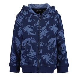 Blue Seven Sweatjacke &raquo;Jungen Sweatjacke mit Kapuze&laquo; 1 Stk. 564 - ULTRAMARIN 110 110 Jungen Sweatjacke mit Baufahrzeug-Alloverdruck
