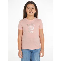 Tommy Hilfiger M&auml;dchen Kurzarmshirt &raquo;HILFIGER NY FOIL REG TEE SS&laquo; Kinder bis 16 Jahre mit Logopr&auml;gung rosa 16 (176)