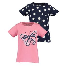 Blue Seven T-Shirt &raquo;T-Shirts FLOWERED - 2er Pack&laquo; 2 Stk. M01 - AZALEE+DK BLAU 104 104 Bequeme Baumwoll T-Shirts f&uuml;r M&auml;dchen