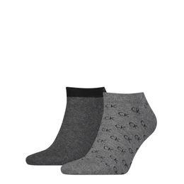 Calvin Klein Jeans Herren Sneakersocken &raquo;CK MEN SNEAKER 2P ALL OVER LOGO&laquo; 2 Paar, 1x uni, 1x allover Logo mit kleinem Rippenb&uuml;ndchen grau 39-42
