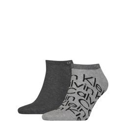 Calvin Klein Jeans Herren Sneakersocken &raquo;CK MEN SNEAKER 2P ALL OVER PRINT&laquo; 2 Paar, All-Over-Muster, uni, Logoschriftzug, atmungsaktiv grau 43-46