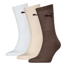 Puma Herren Puma Socken &raquo;Puma UNISEX CREW SOCK 3P&laquo; 3 Paar, mit farblichem Logo braun 47-49