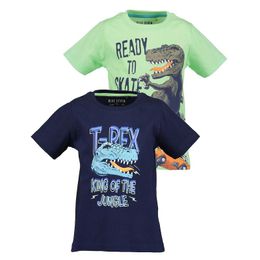 Blue Seven T-Shirt &raquo;Jungen T-Shirts&laquo; 2 Stk. M01 - ULTRAMARIN+HL GR&Uuml;N 92 92 Jungen T-Shirts im Doppelpack mit gro&szlig;en T-Rex Drucken