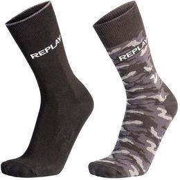 Replay Herren Socken &raquo;Leg Logo & Camouflage 2Pcs Banderole&laquo; Packung, er-, mit Logoschriftzug bunt 43-46