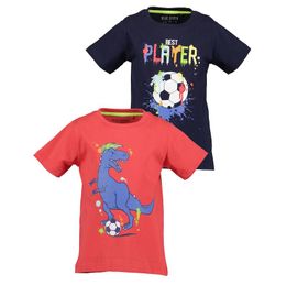 Blue Seven T-Shirt &raquo;Jungen T-Shirts&laquo; 2 Stk. M01 - HL ROT+NACHTBLAU 110 110 Cooler 2er-Pack T-Shirts f&uuml;r Fu&szlig;ball Fans