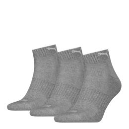 Puma Kurzsocken &raquo;UNISEX CUSHIONED QUARTER 3P&laquo; 3 Paar, 3 Paar tlg. mit eingestricktem Logo im Bund middle grey melange 43-46 43-46 Herrensocken von...