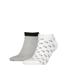 Calvin Klein Jeans Herren Sneakersocken &raquo;CK MEN SNEAKER 2P ALL OVER LOGO&laquo; 2 Paar, 1x uni, 1x allover Logo mit kleinem Rippenb&uuml;ndchen wei&szlig; 43-46