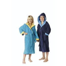 Egeria Kinderbademantel &raquo;Calypso&laquo; 1 Stk. mit Kapuze, Doubleface Optik, 100 % Baumwolle t&uuml;rkis 140/146 L&auml;nge: 100 cm Kinderbademantel