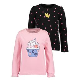 Blue Seven Langarmshirt &raquo;M&auml;dchen Langarmshirts&laquo; 2 Stk. M01 - AZALEE+SCHWARZ AOP 104 104 Doppelpack M&auml;dchen Shirts mit h&uuml;bschen Drucken