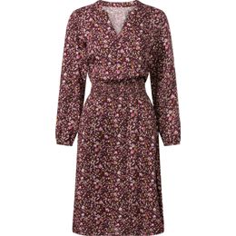 CR&Eacute;ATION L Damen Webkleid mit Smok-Einsatz burgund-mauve-bedruckt Gr&ouml;&szlig;e 48